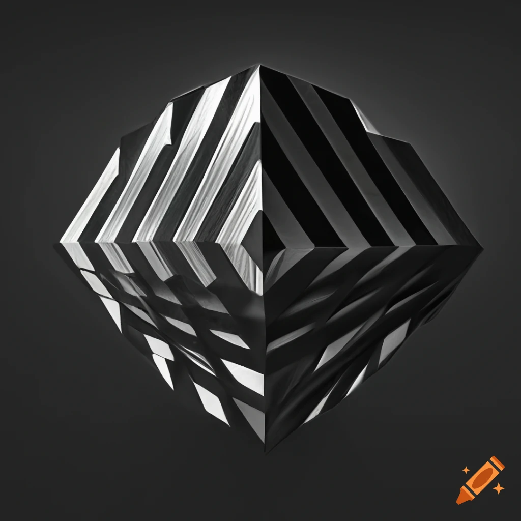Penrose geometric paradox surreal illusions in black and white colors ...
