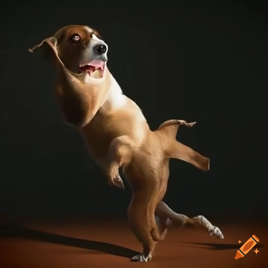 Dog falling off a chair on Craiyon