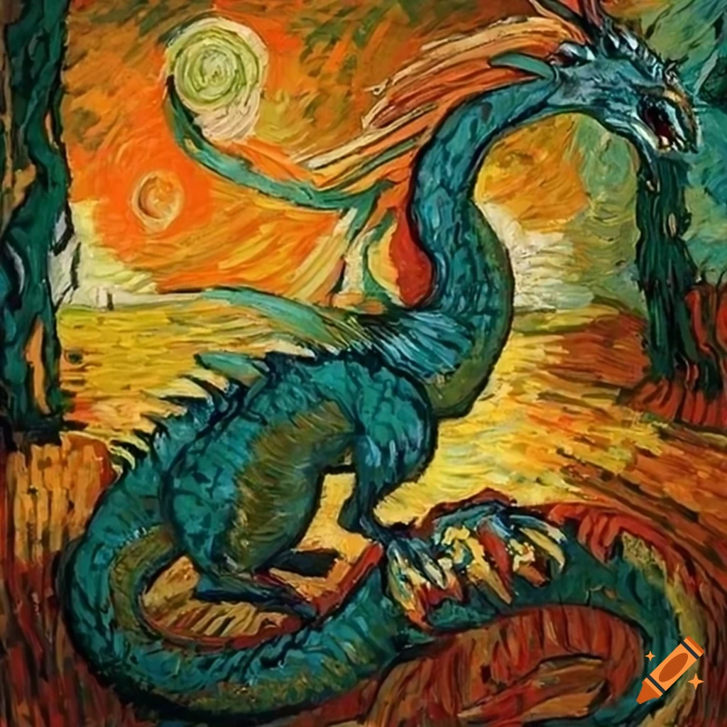 Van gogh painting of a dragon on Craiyon