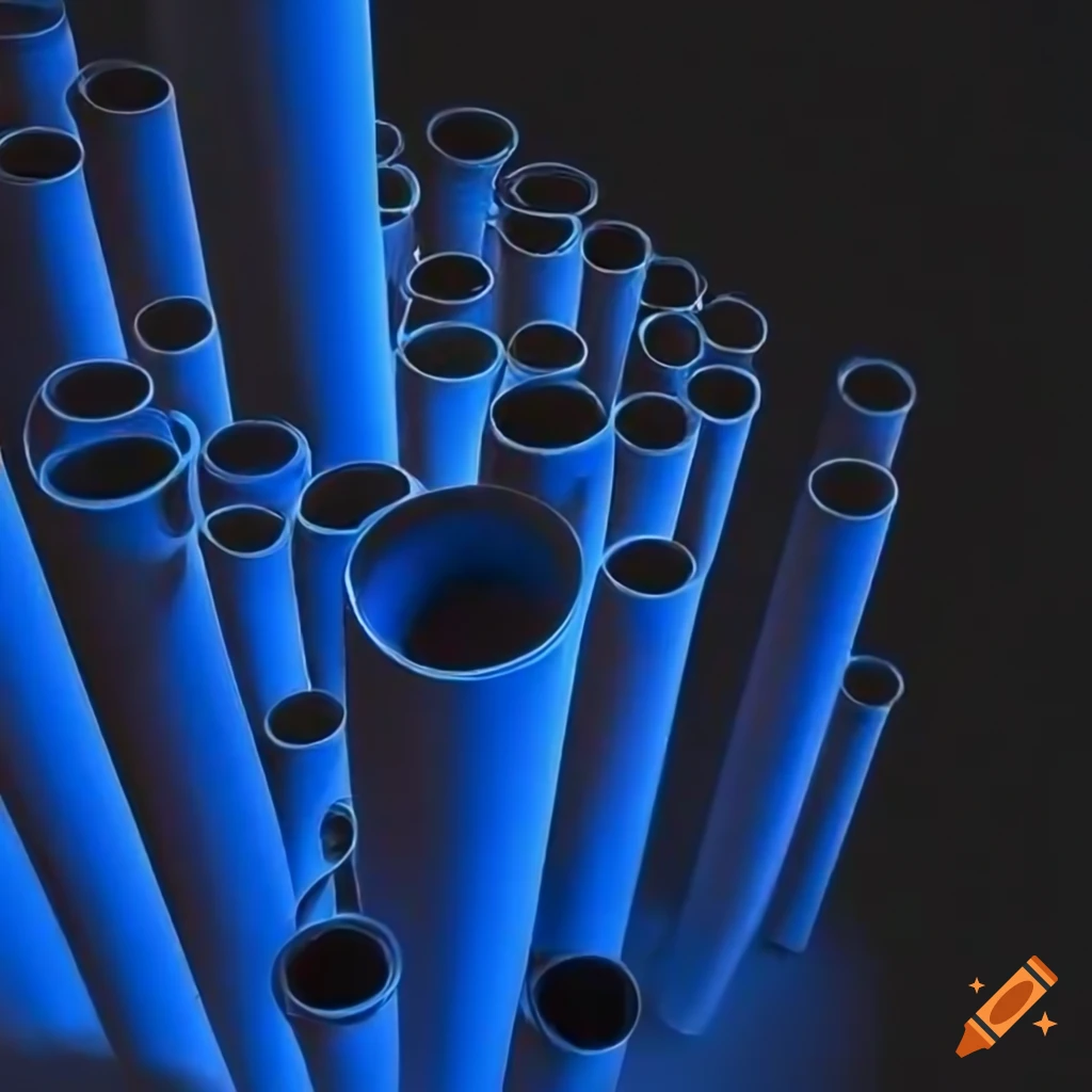 Column of blue tubes on a black background on Craiyon