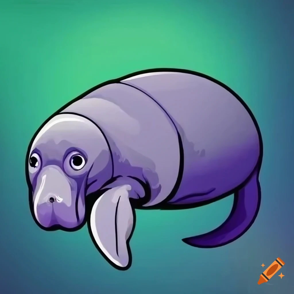 Outline of a manatee with a mullet haircut on Craiyon