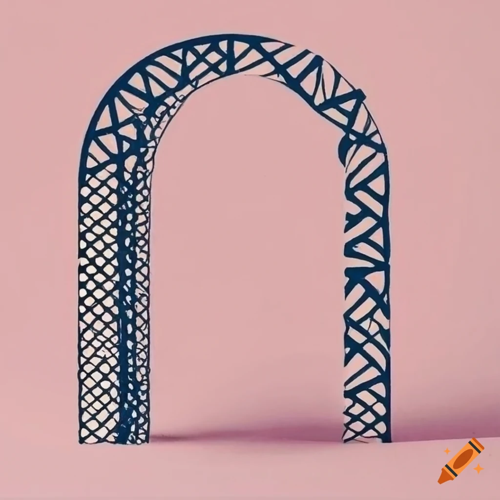 Geometric minimalist drawing with arches, dots, and lines on Craiyon