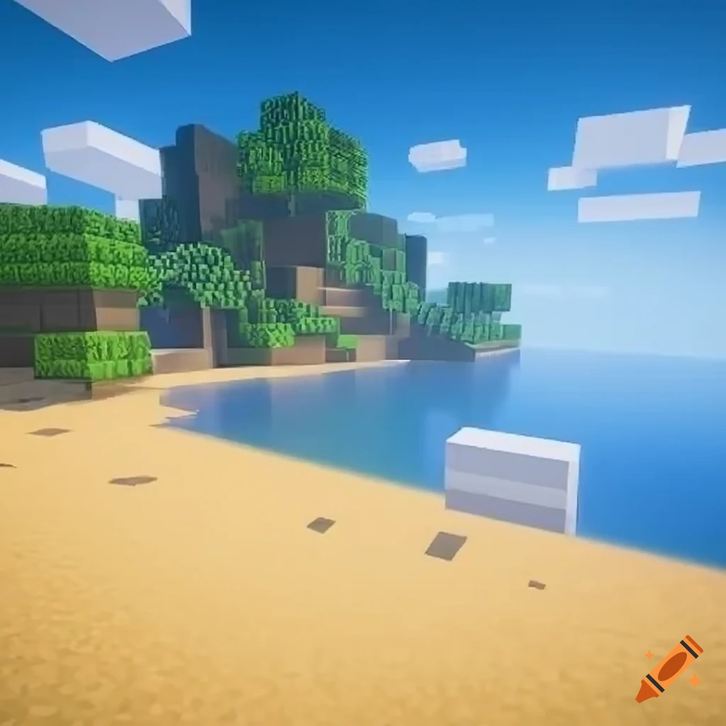 Minecraft island beach on Craiyon