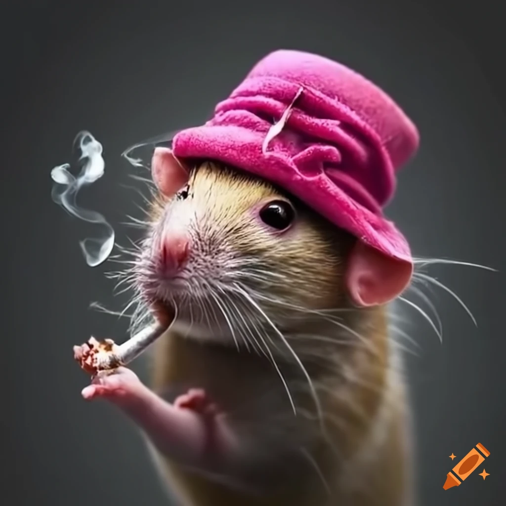 Rats with pink hats smoking on Craiyon