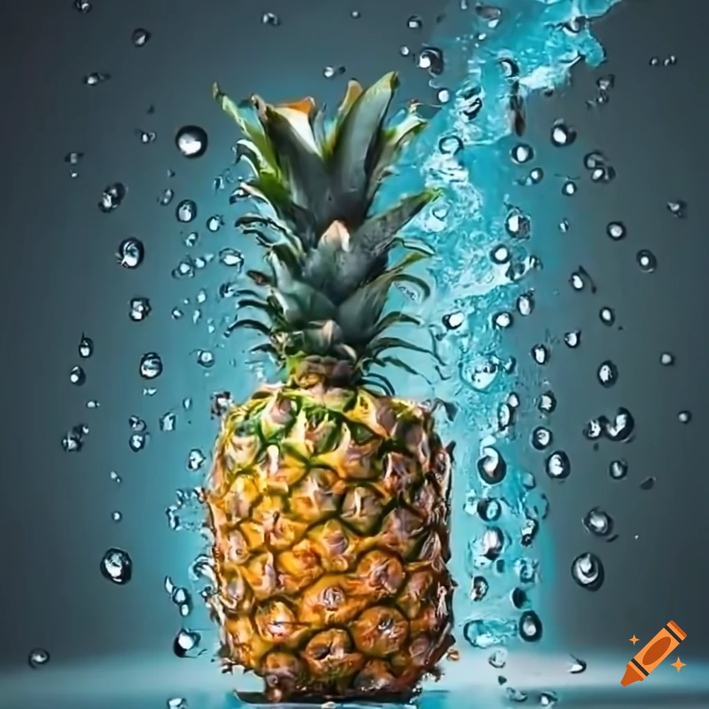 Exploding pineapple on wet surface on Craiyon