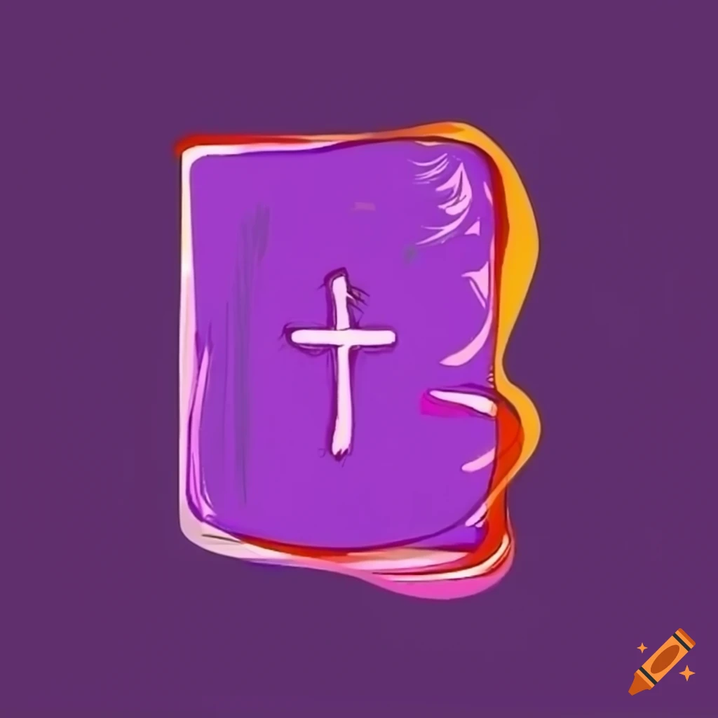 Simple logo with a purple bible design on Craiyon