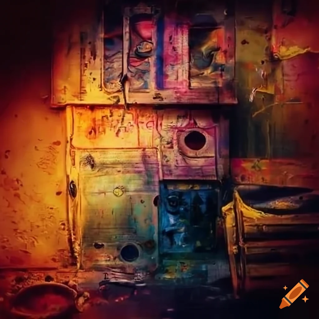 Watercolor depiction of a junkyard on Craiyon