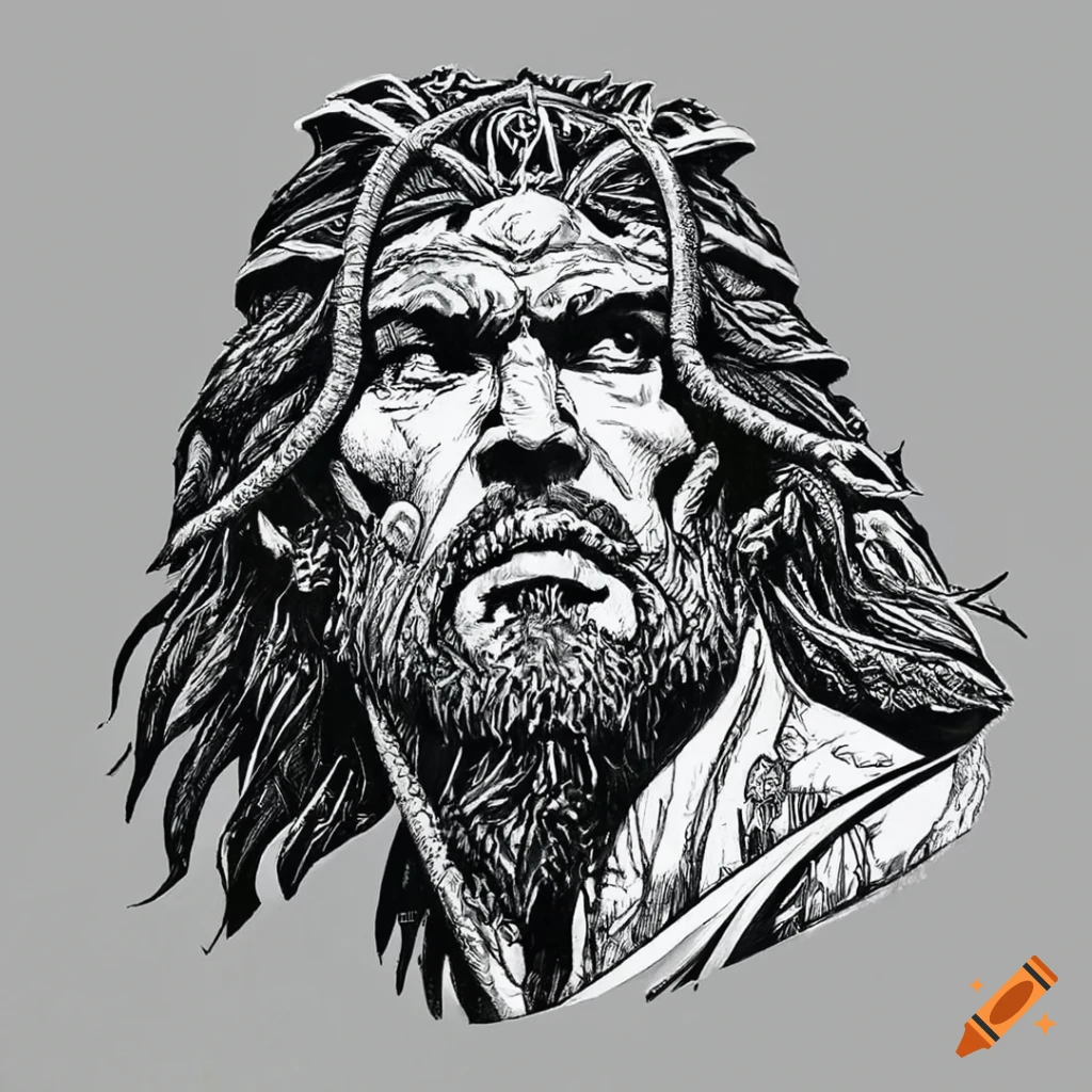 Intricate pen drawings of conan the barbarian with detailed lines on Craiyon