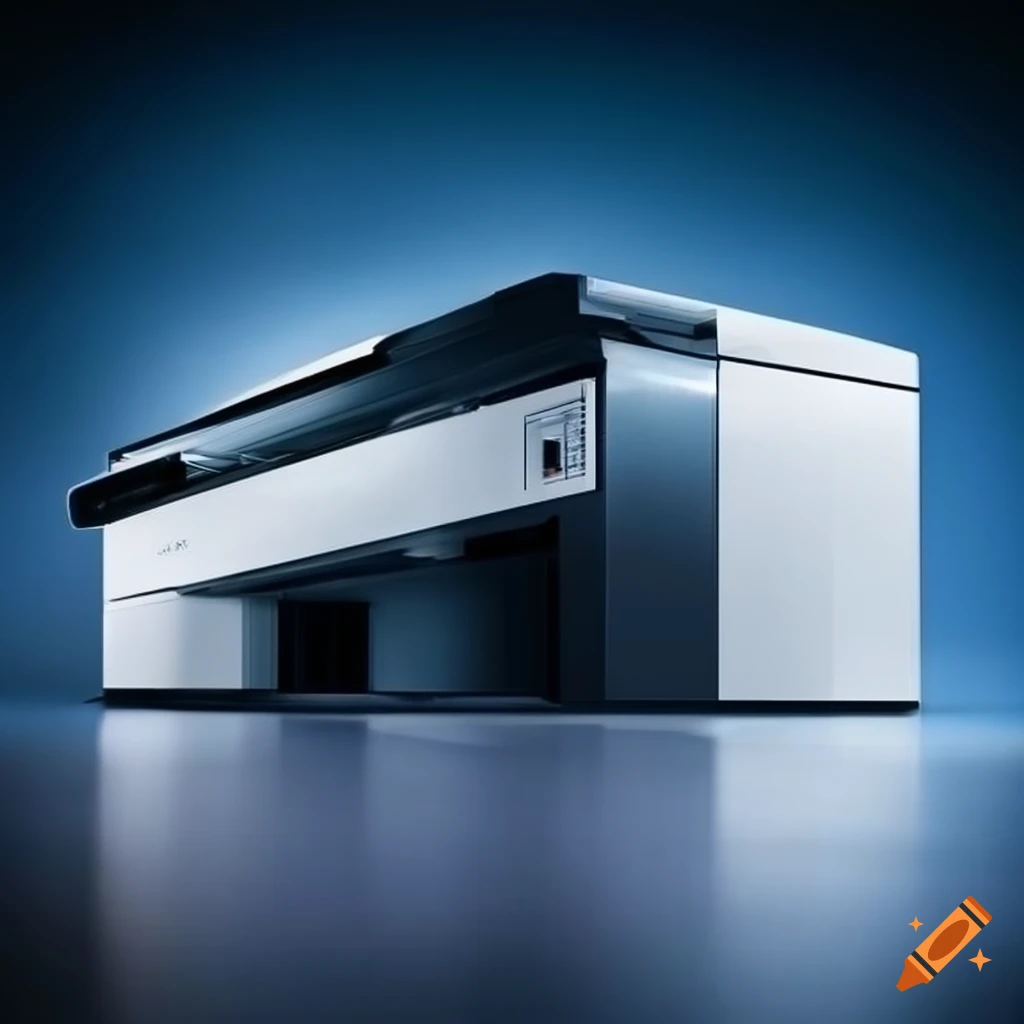 Sleek contemporary office with high-tech copier machine on Craiyon