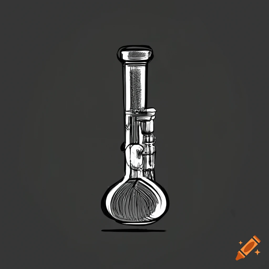 Sketch of a bong in high-quality 2D vector resolution on Craiyon