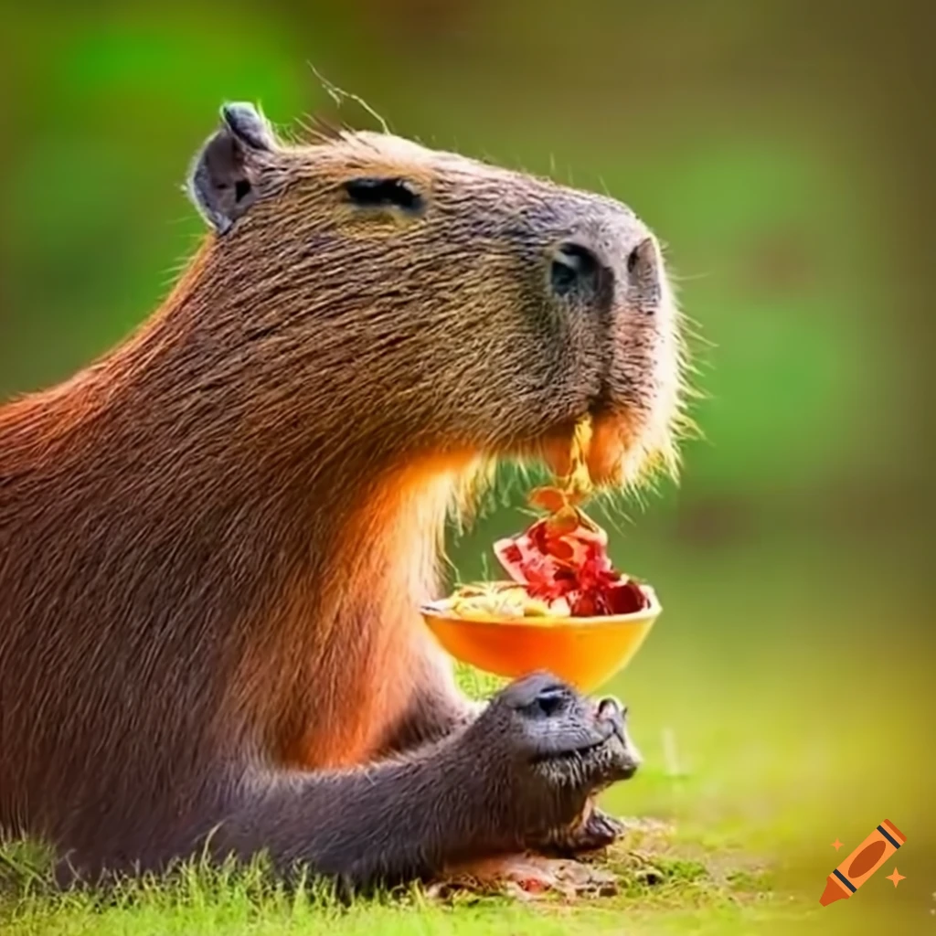 Capybara enjoying a warm meal on Craiyon