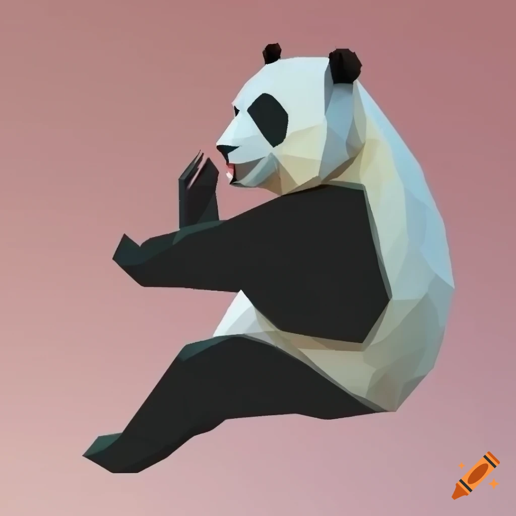 Panda hanging in low poly style on Craiyon