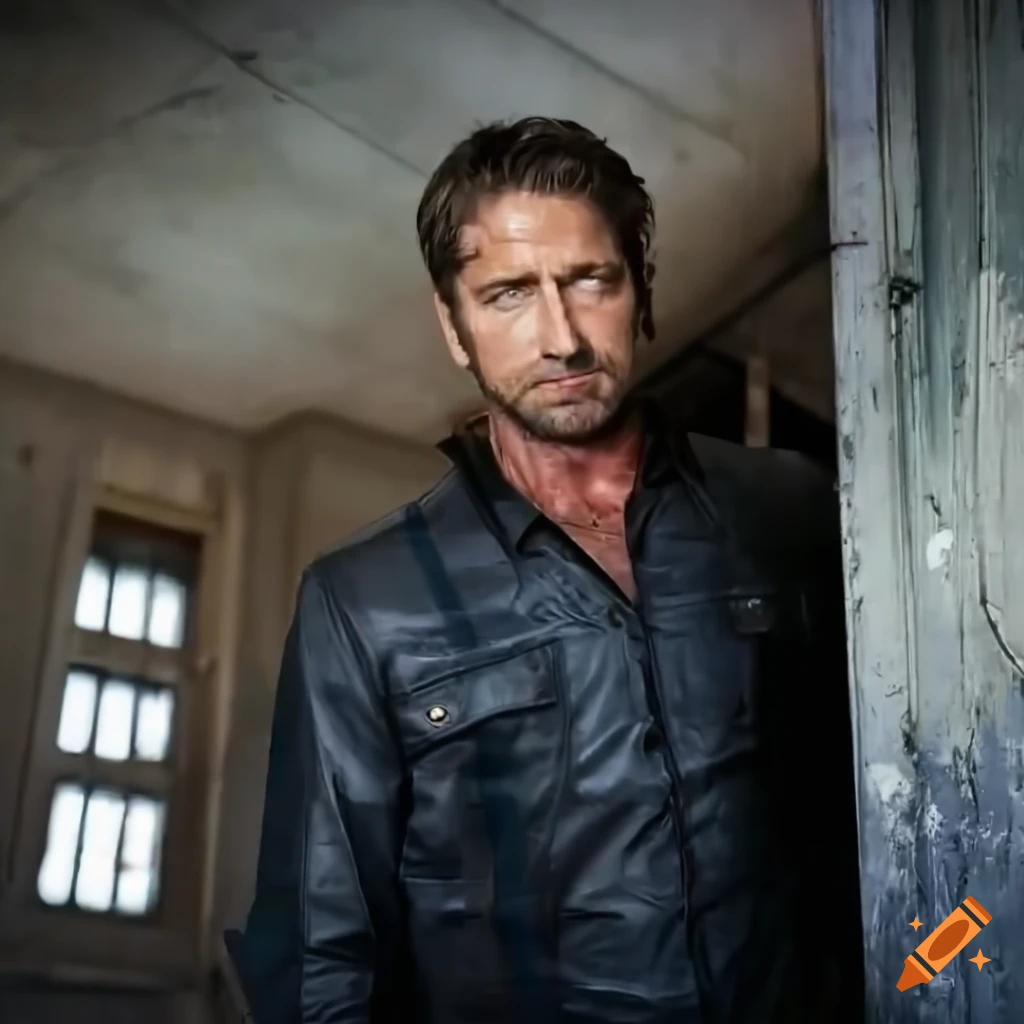 Actor resembling Gerard Butler at age 20 in an orange plaid shirt and ...