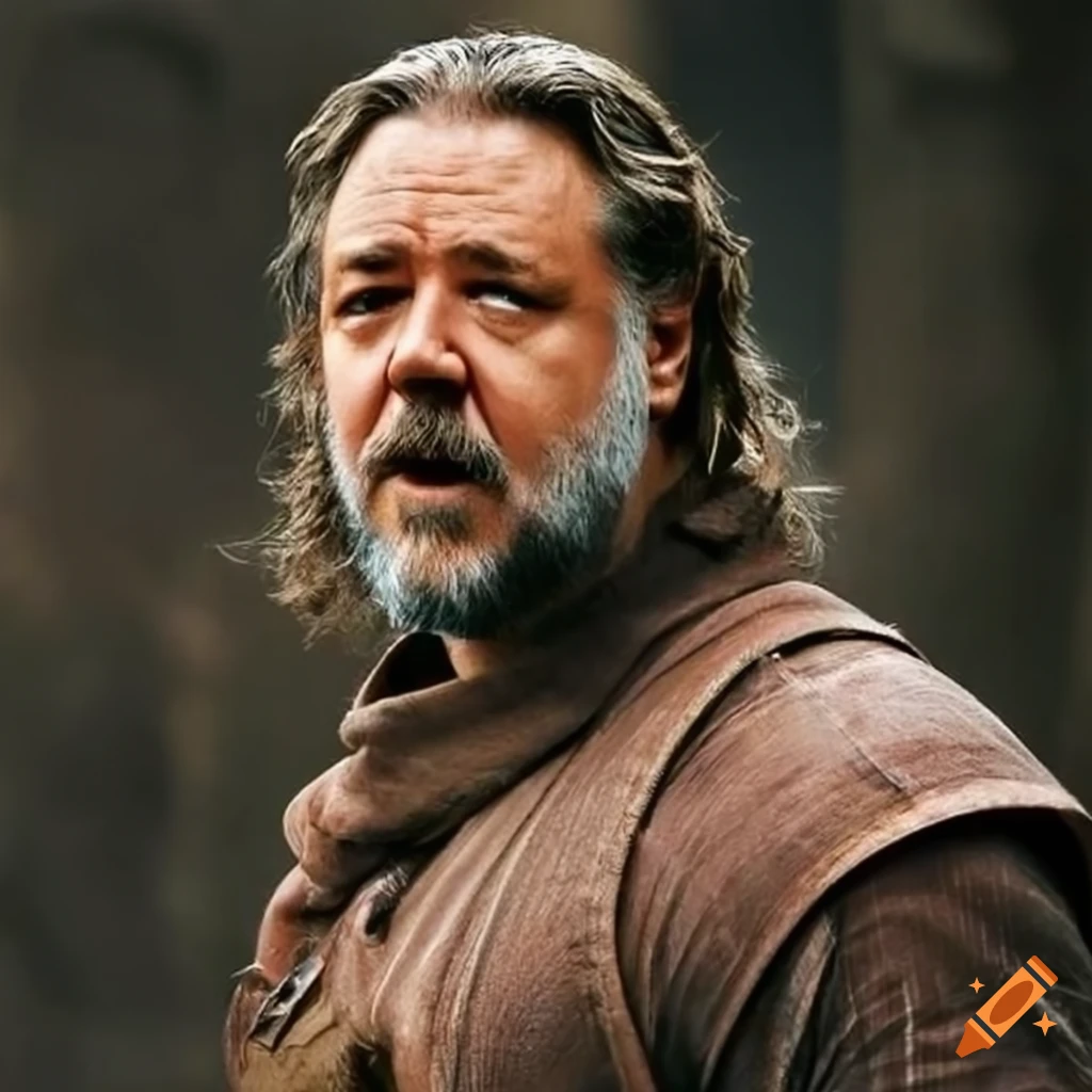 Russell Crowe looking shocked in a mirror on Craiyon