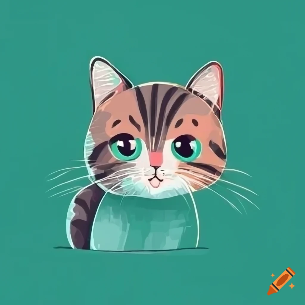 Cute cat in simple vector shapes, minimalistic design on Craiyon