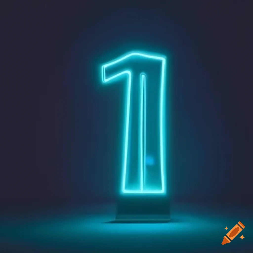 Neon number one sign in a futuristic vaporwave style on Craiyon