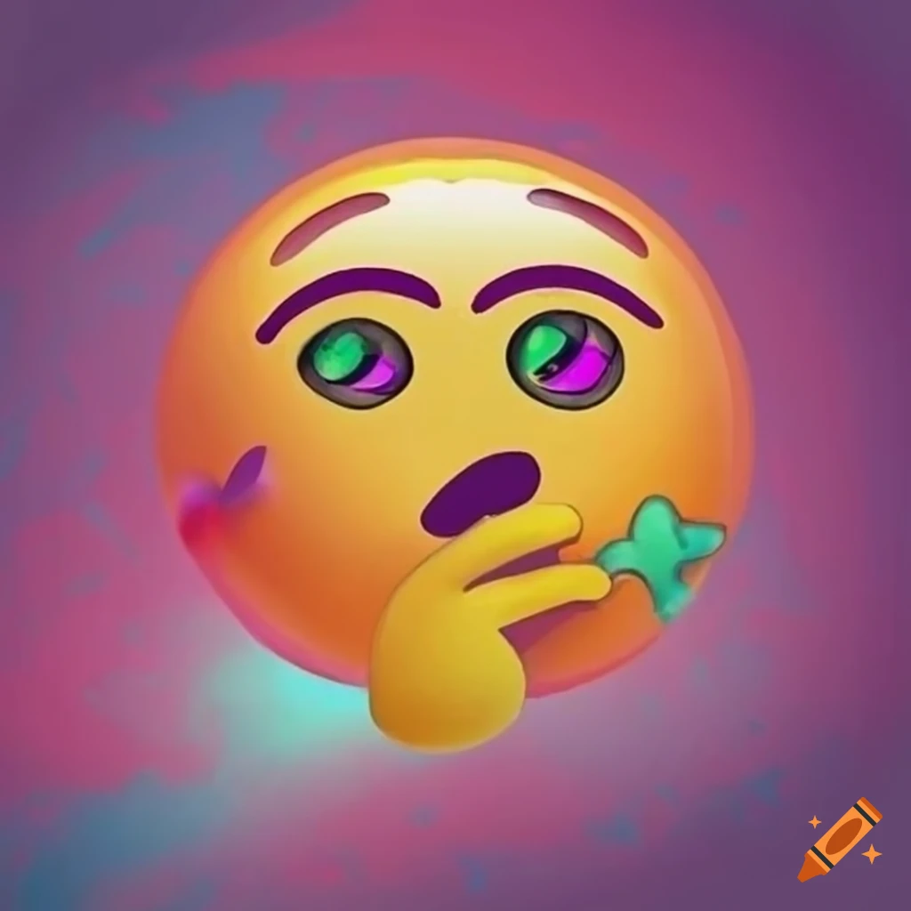 Trippy emoji contemplating deeply on Craiyon