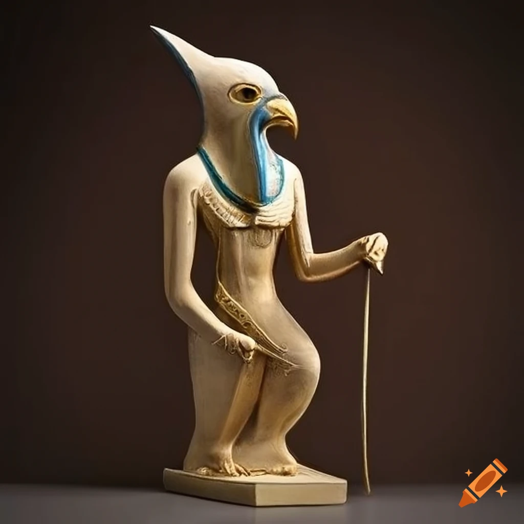 Sculpture of the falcon-headed ancient Egyptian god Horus on Craiyon