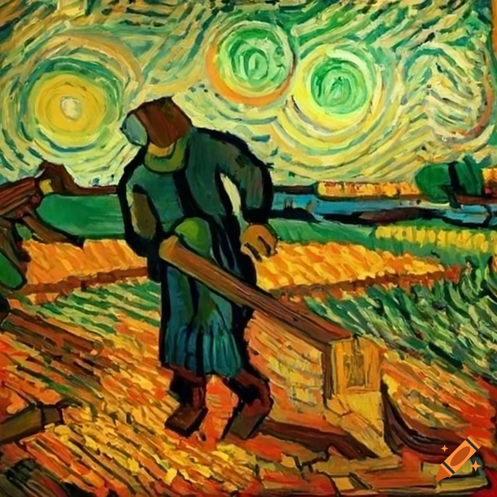 The Diggers painting by Vincent van Gogh depicting peasant farmers on ...