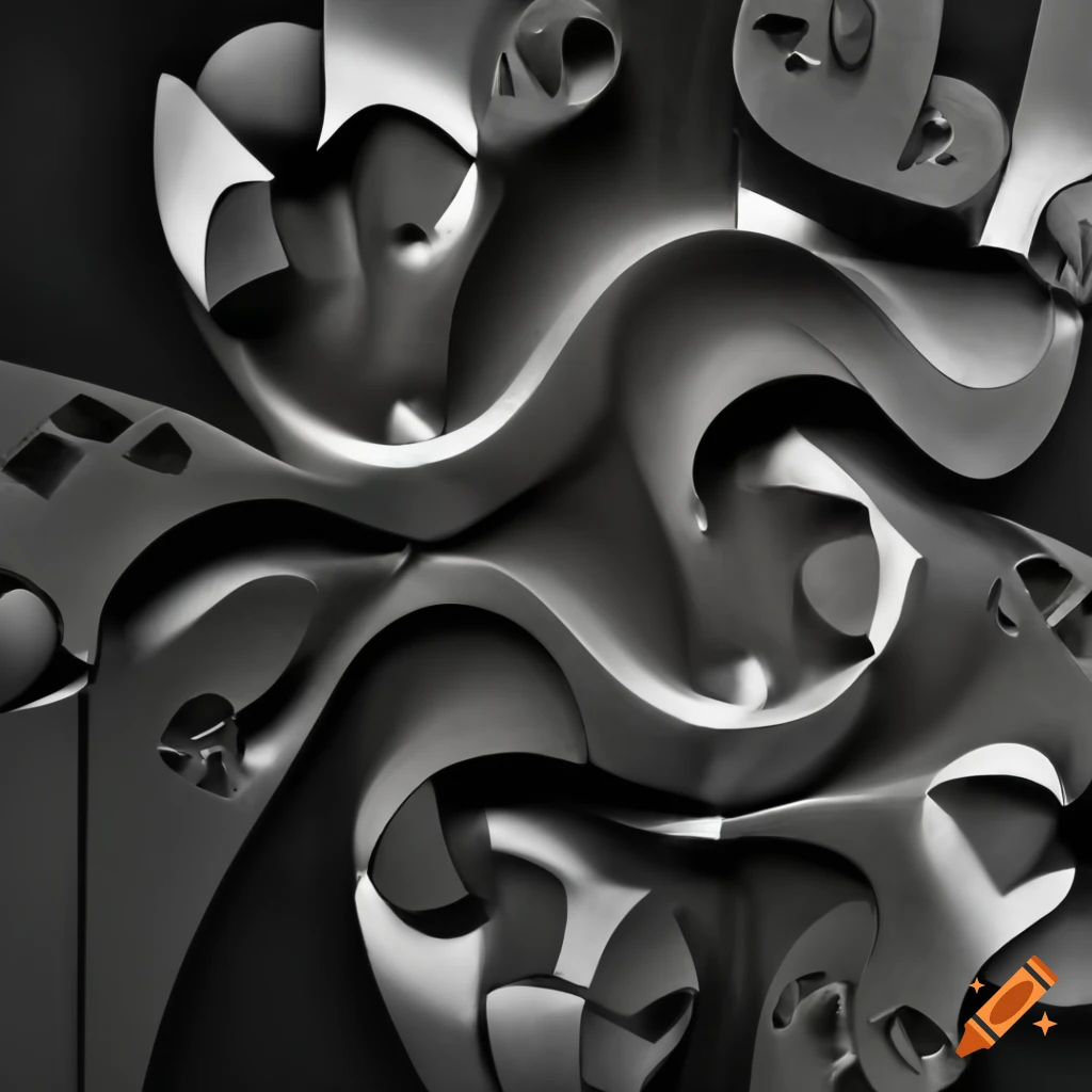 Steel sculptural MC Escher labyrinth in 4K resolution on Craiyon