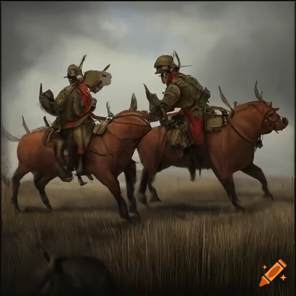 Squadron of pig cavalry on Craiyon