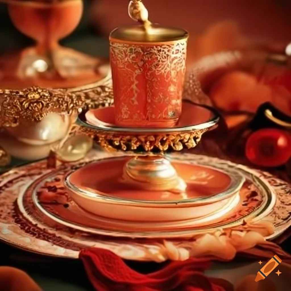 Traditional table setting symbols for persian new year 1403 in peach ...