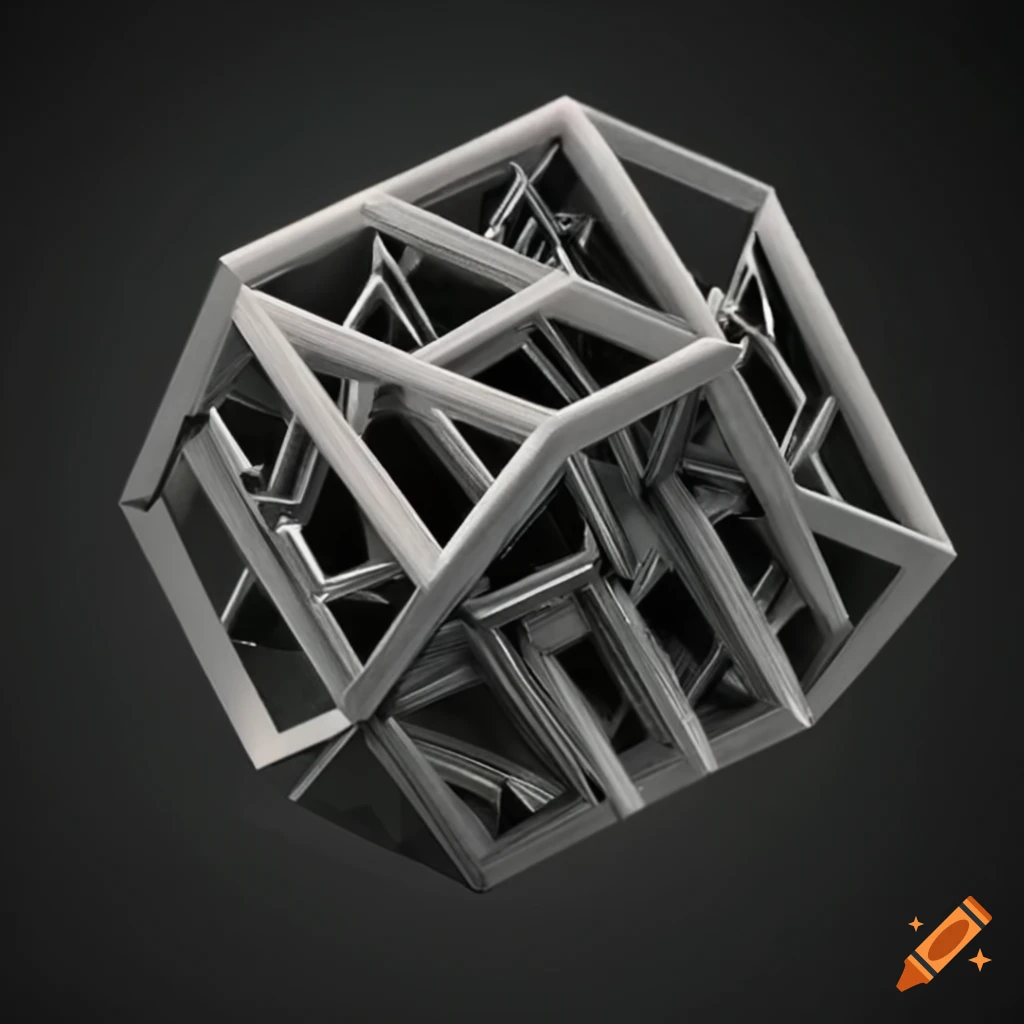 4D hypercube with carbon fiber nanotube chassis and Penrose geometric asymmetry on Craiyon
