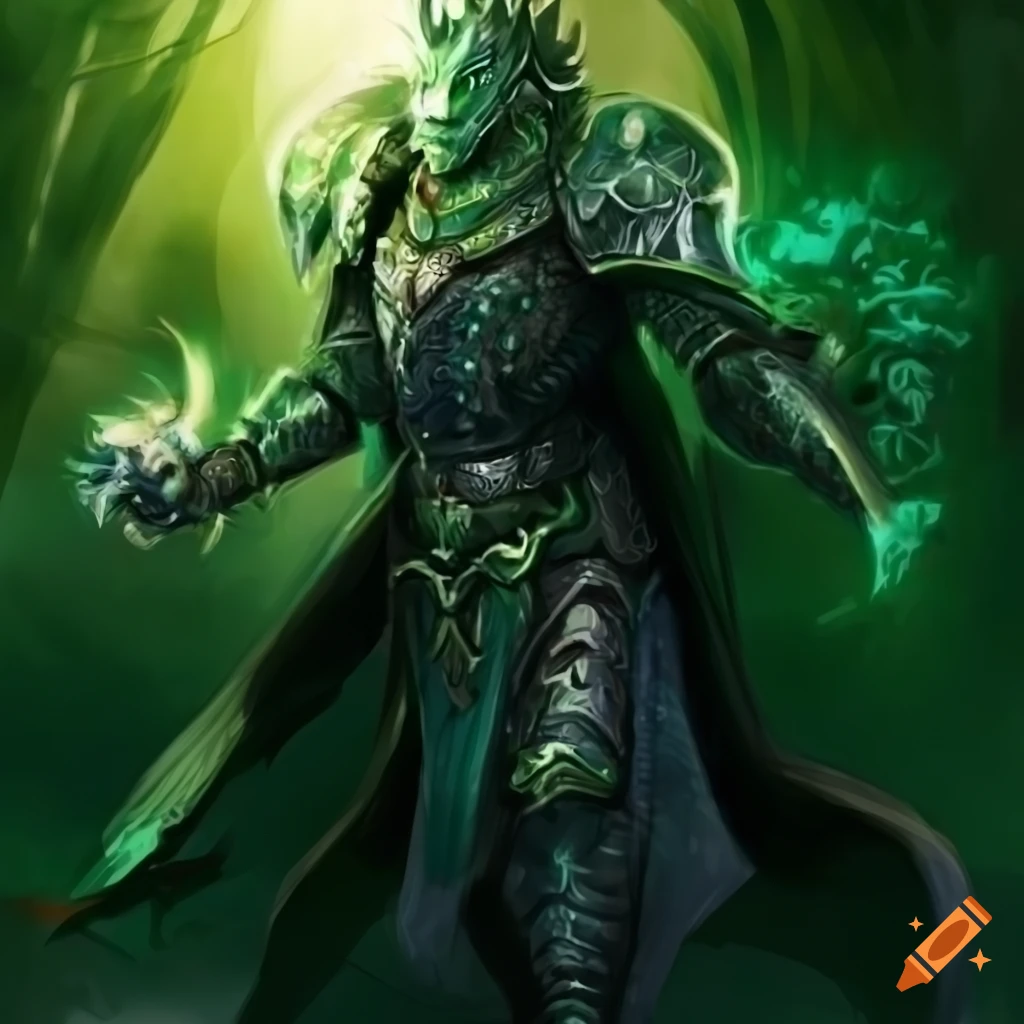 Green dragonborne paladin character on Craiyon