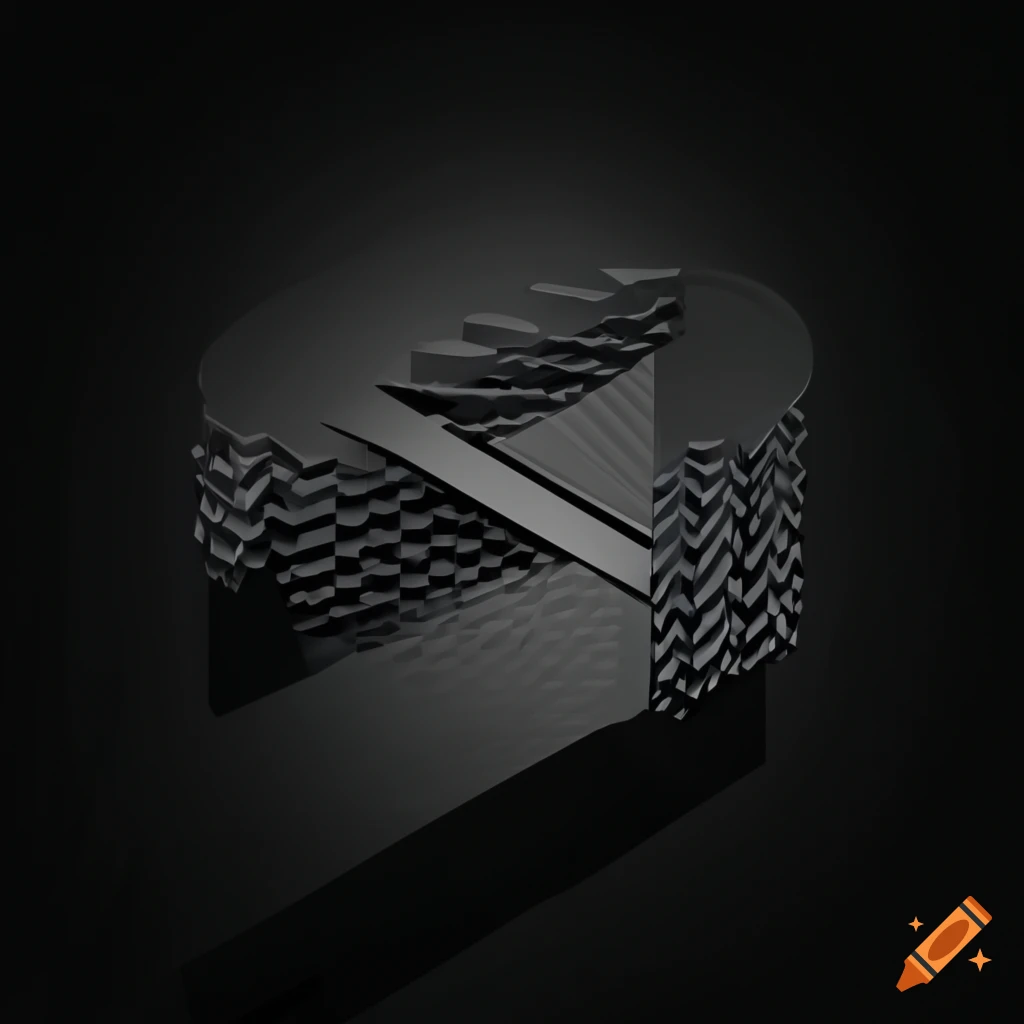 3d isometric double moebius logo on black background on Craiyon
