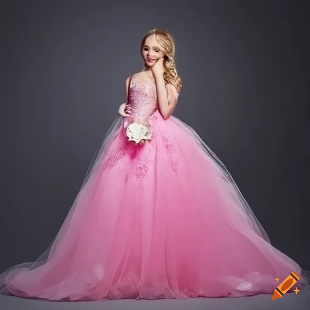 Prom queen in a pink glitter dress on Craiyon