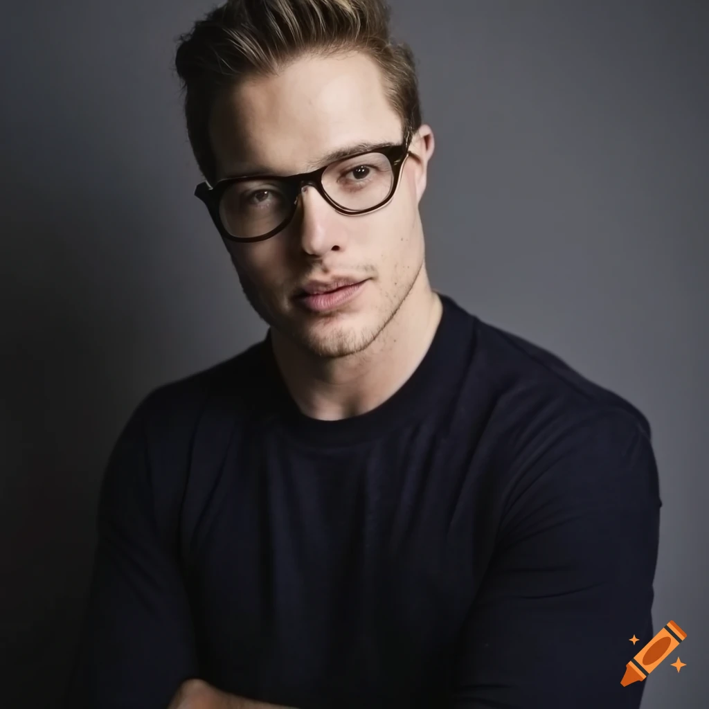 Headshot of a handsome 26-year-old man with blonde hair and glasses on ...