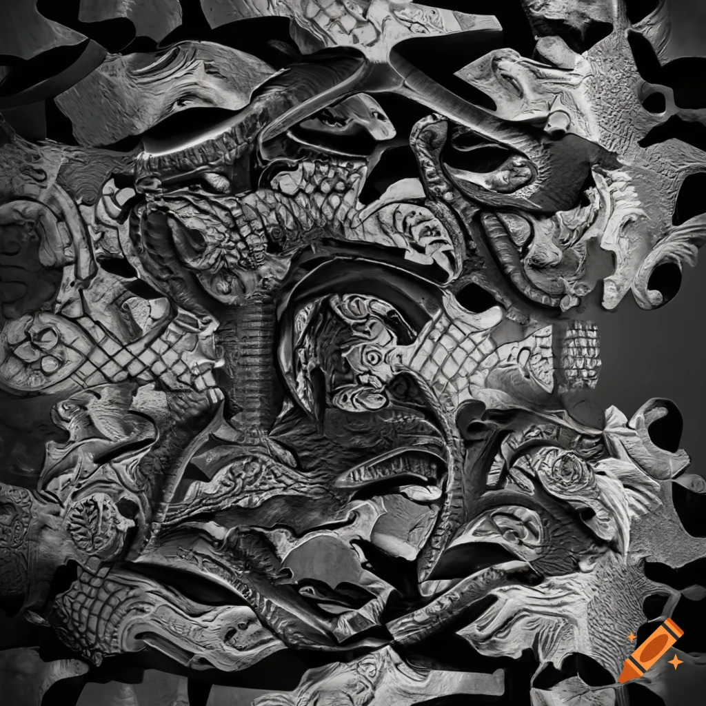 4k steel sculptural mc escher labyrinth on Craiyon