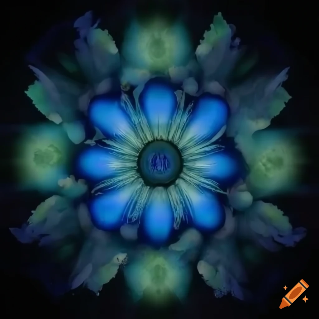 Abstract modern art piece of a mirrored flower exploding into multiple ...