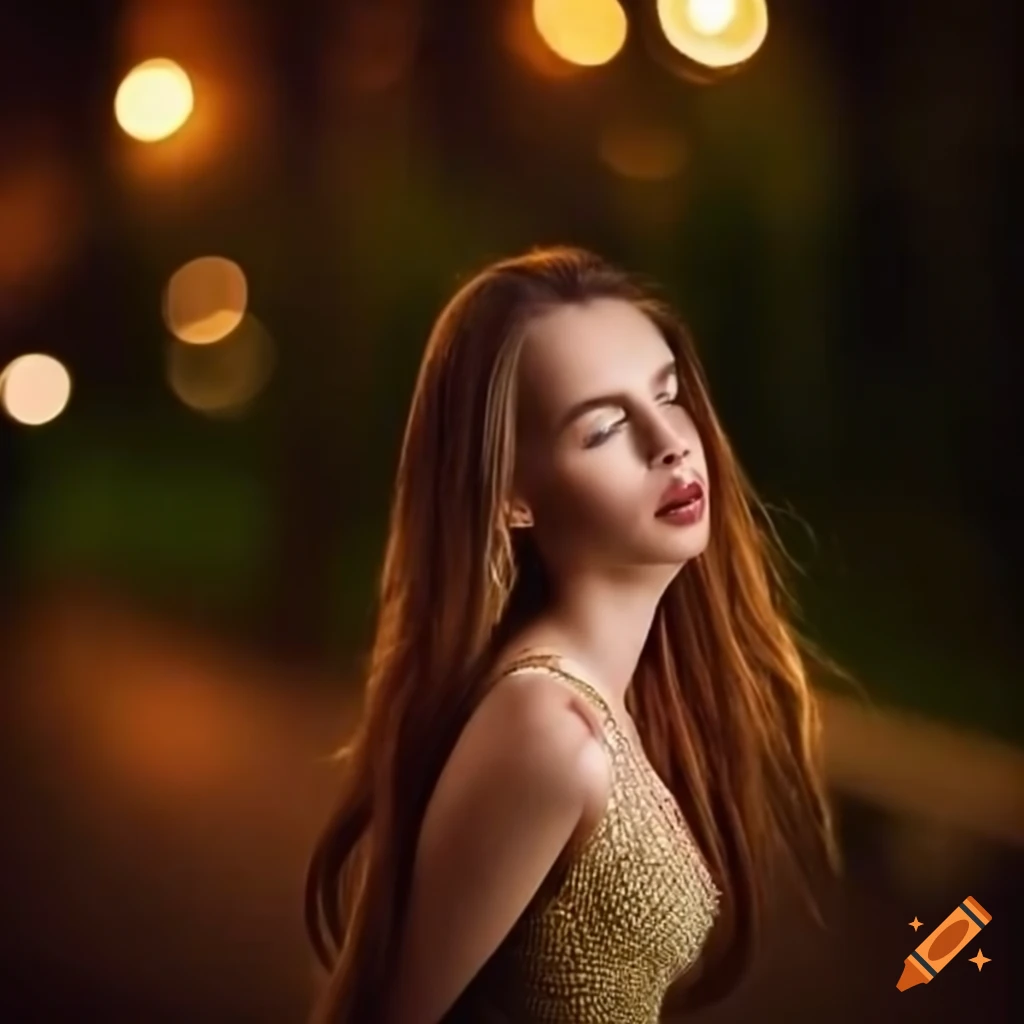 Beautiful lady with long hair on Craiyon