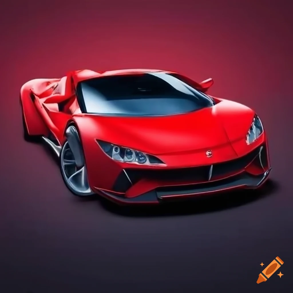 Red super car with automatic driving feature on Craiyon