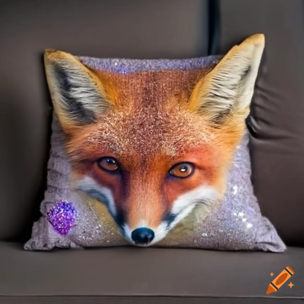 Fox design sparkly cushion on Craiyon