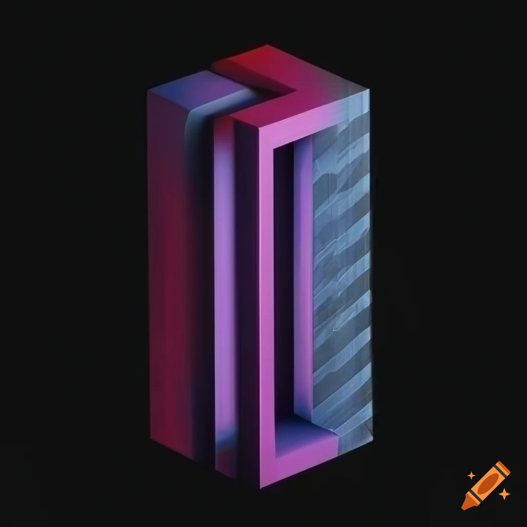 3D isometric double moebius logo on black background with penrose ...