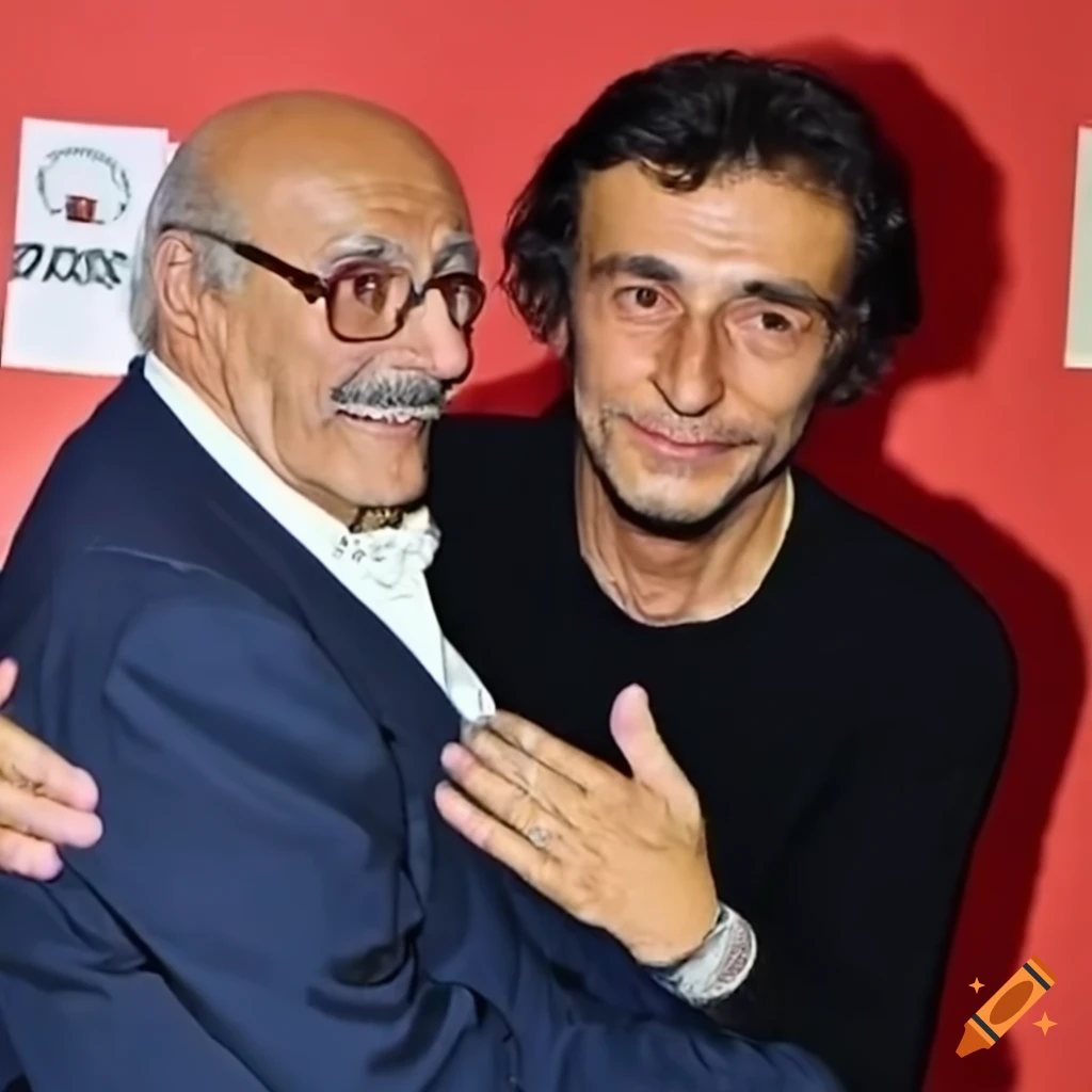 Italian actors hugging next to a spanish flag on Craiyon