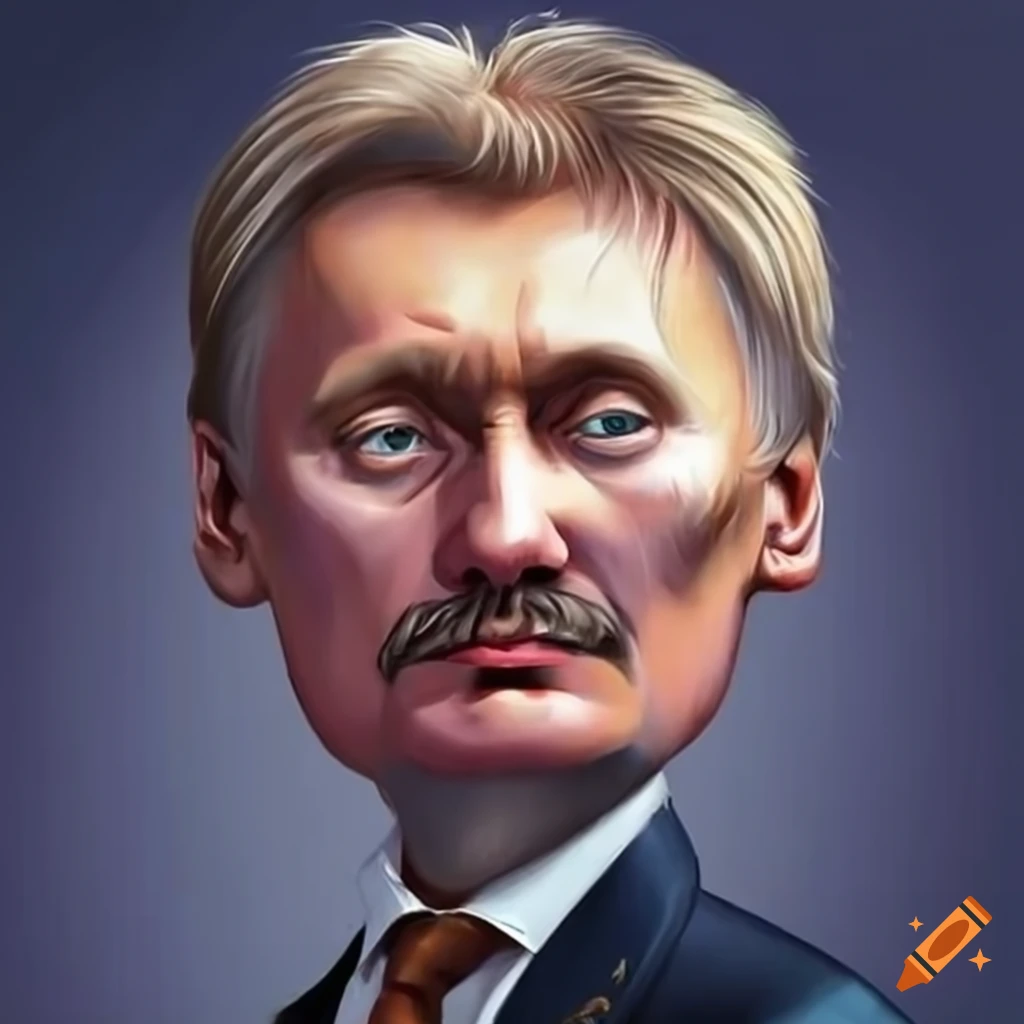 Satirical illustration of russian politician dmitry peskov on Craiyon