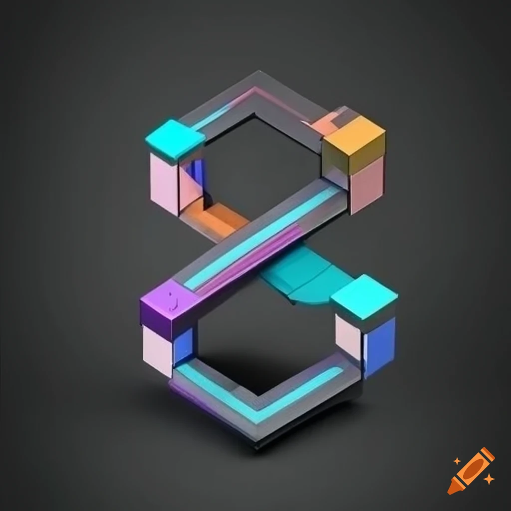 3D isometric double Moebius logo on black background on Craiyon