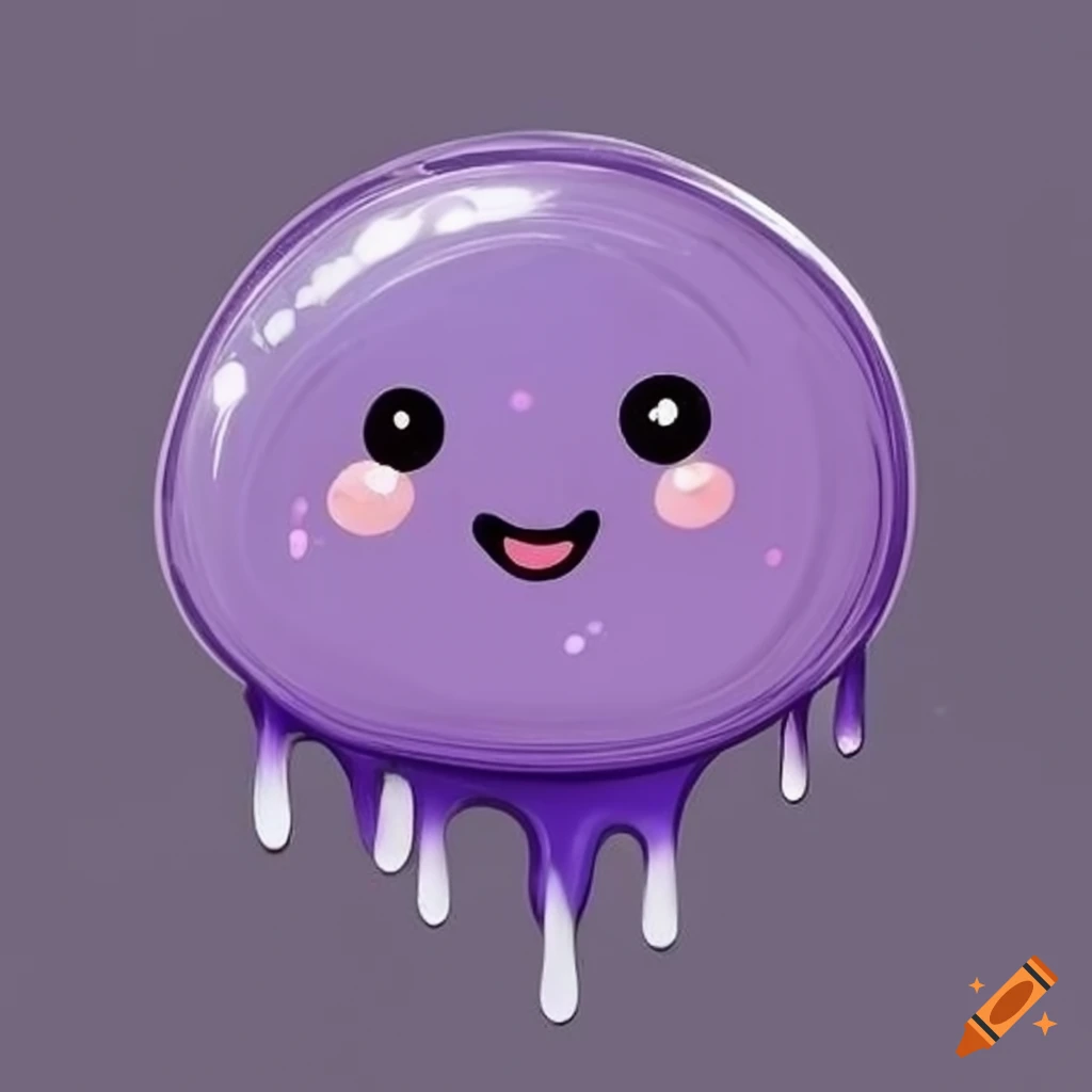 Lavender kawaii slime dripping in round shape on Craiyon