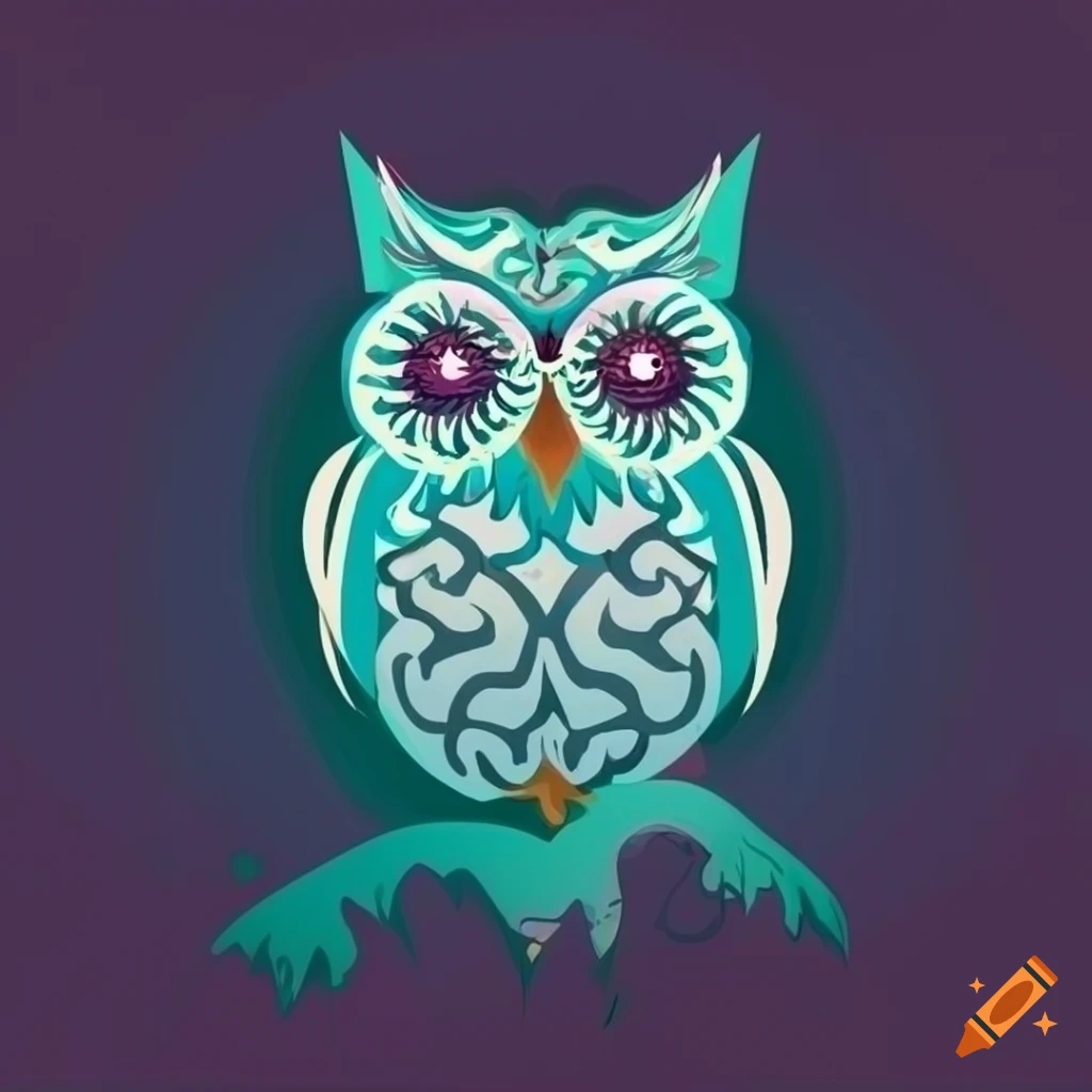 Owl logo with brain in background on Craiyon