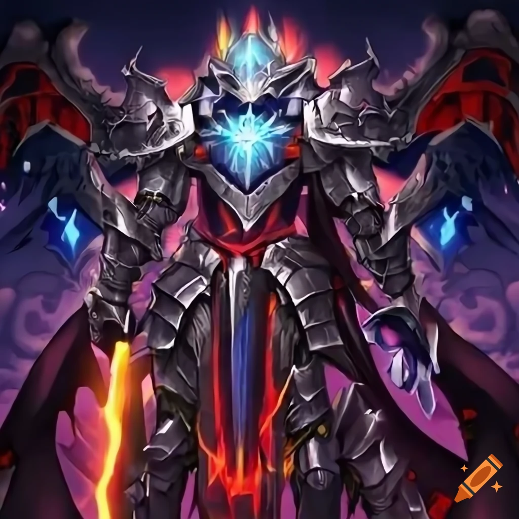 Anime knight with diamonds, stars, lava, and meteor incrusted armor ...