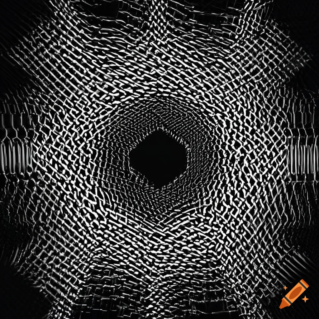 Complex 3d geometric shape on black background with hypercube and ...