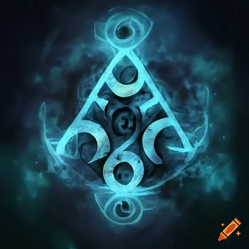 Blue arcane abjuration magic symbol in 2d rune style on Craiyon