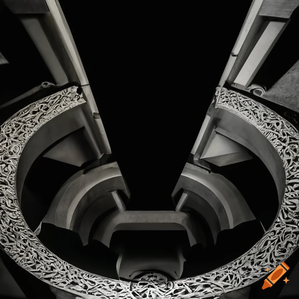 Steel sculptural mc escher labyrinth in 4k resolution on Craiyon