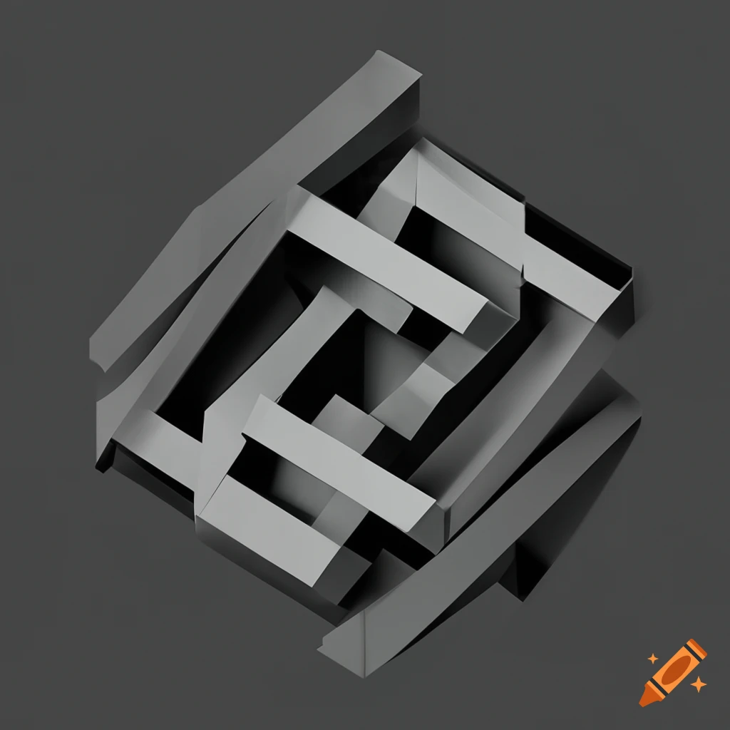 3d isometric double moebius logo on black background on Craiyon