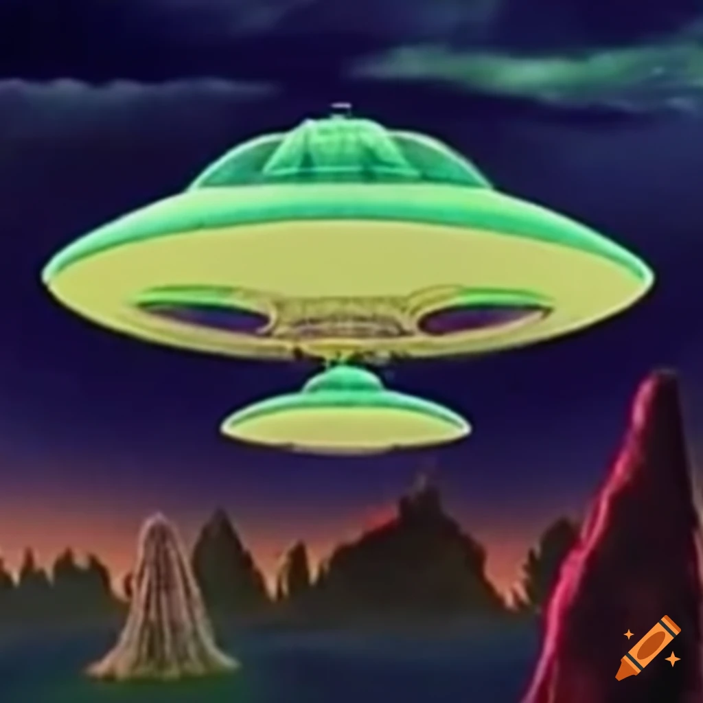 Ufo flying over wizard of oz emerald city on Craiyon
