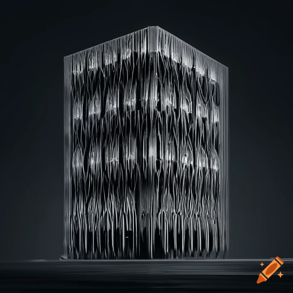 Abstract black spiny-eyed labyrinth metallic building on Craiyon