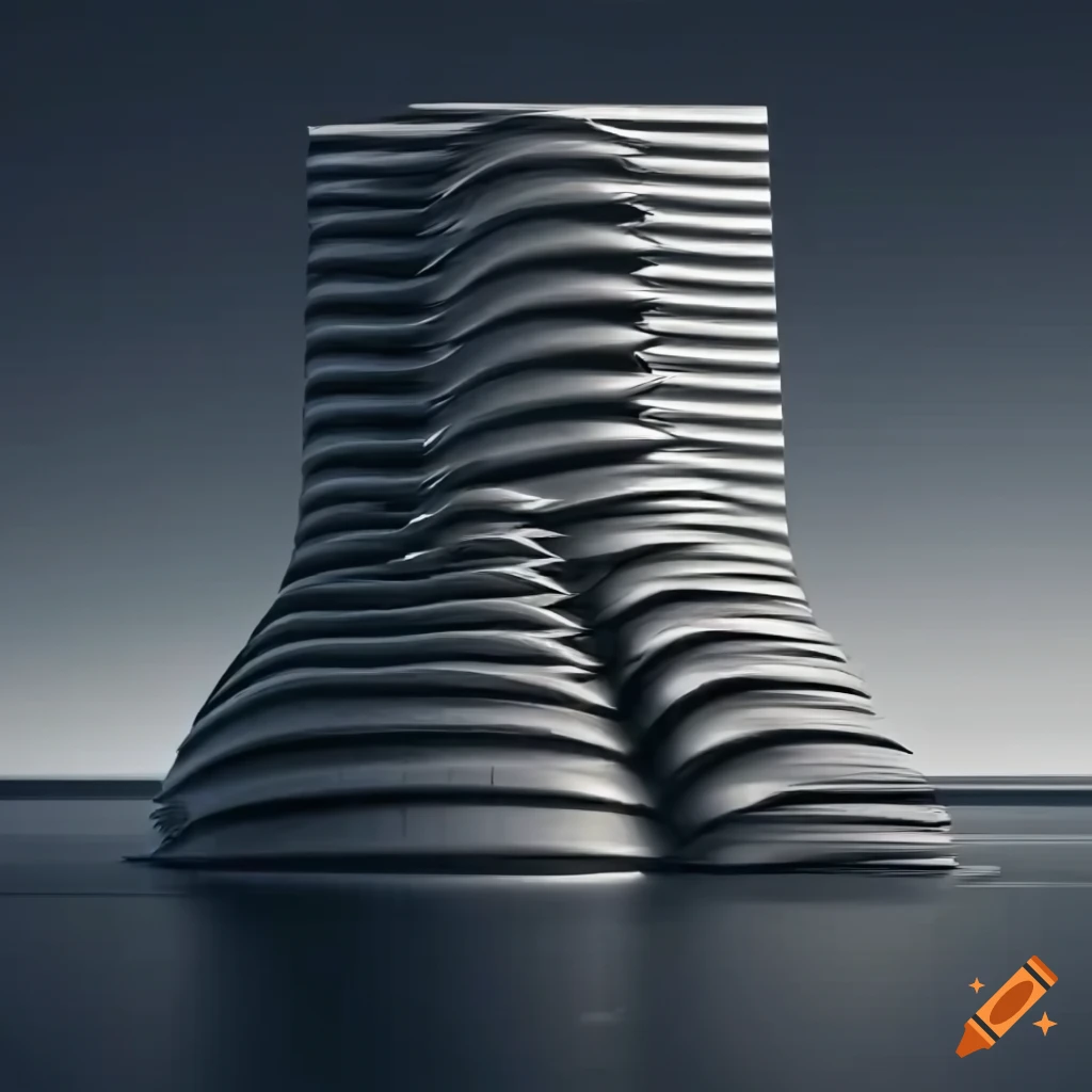 Penrose labyrinth optical illusion in surreal metallic building on Craiyon